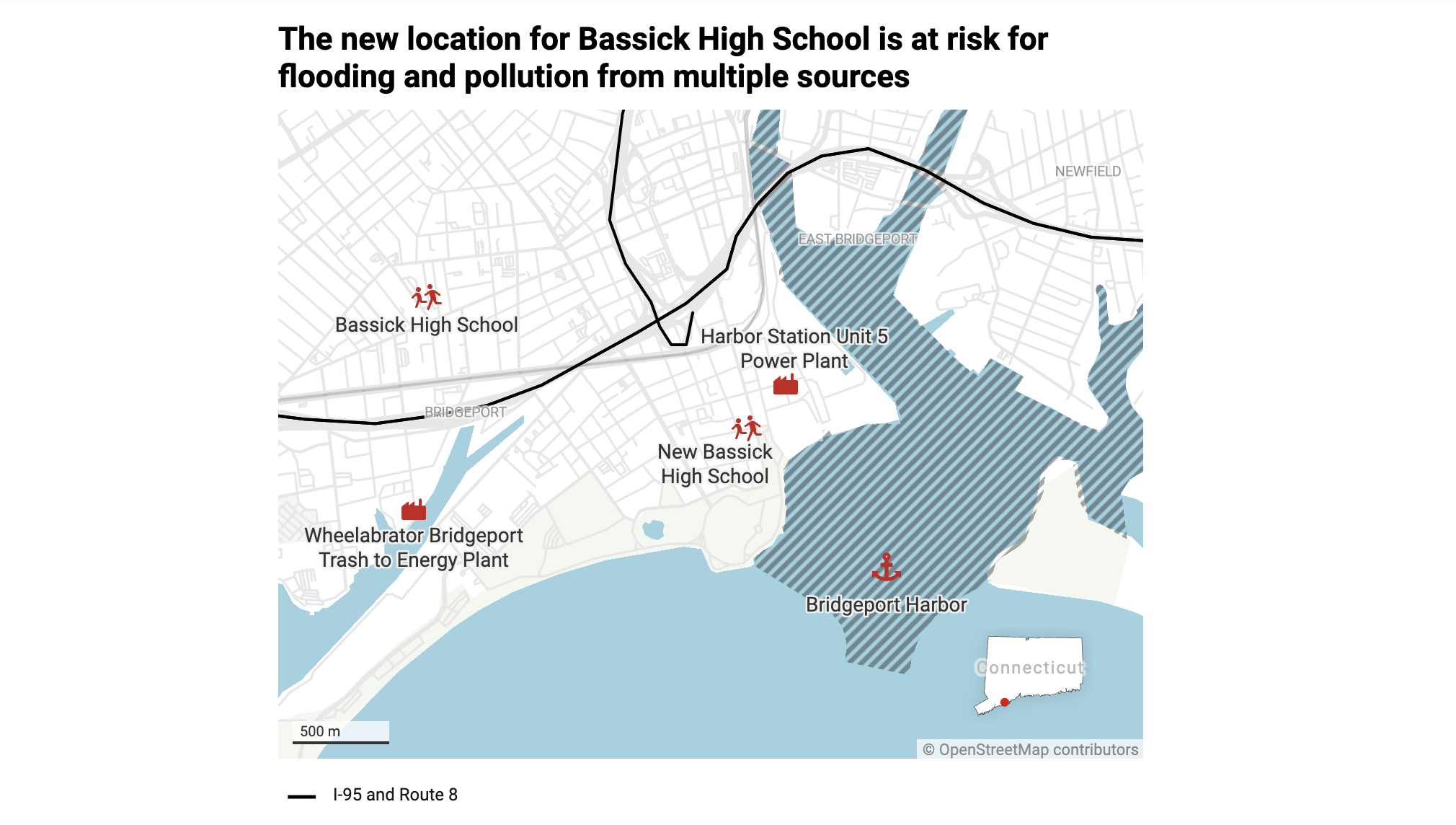 MAP: New Bassick High School location at risk of flooding, pollution