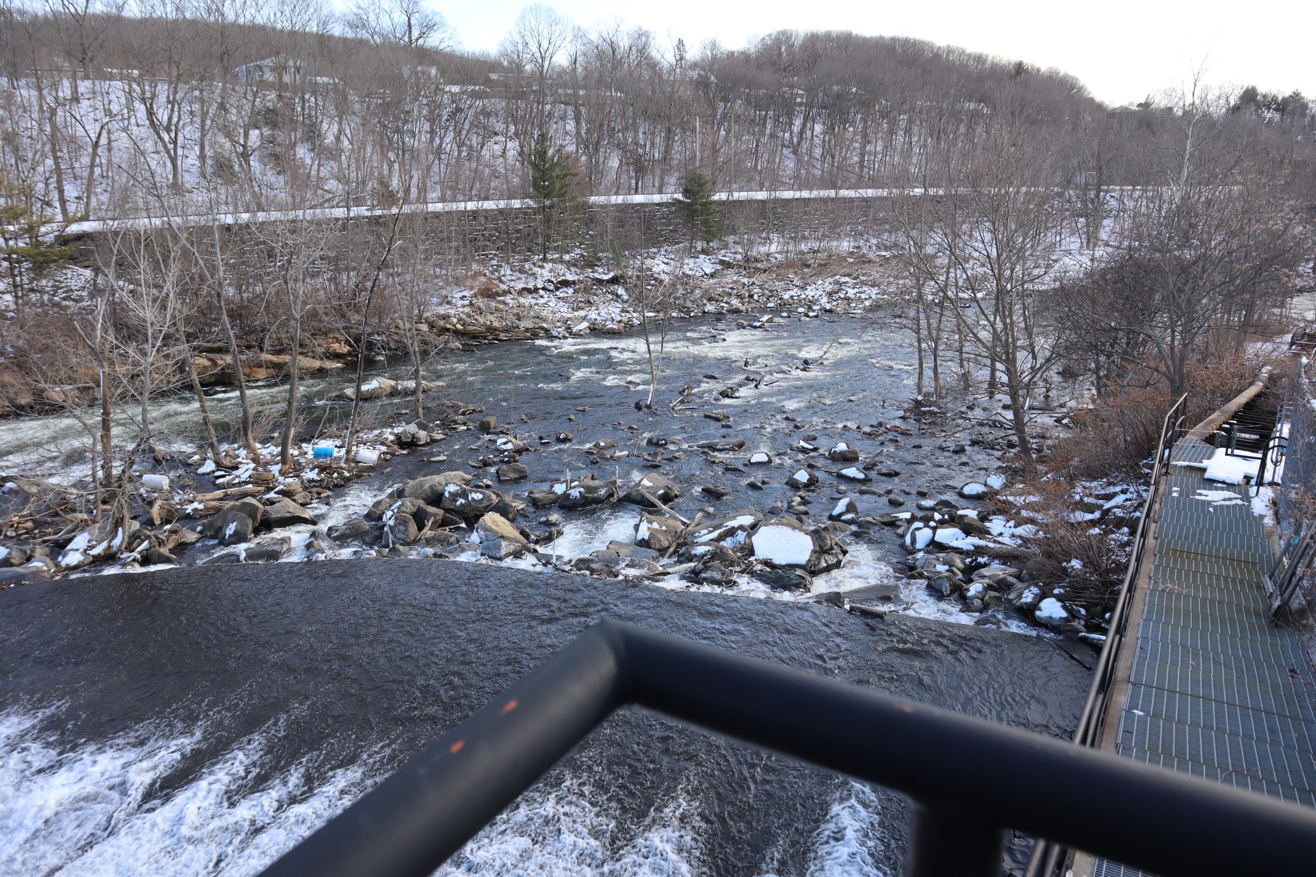 Kinneytown dam looking at river below falls | CT Mirror